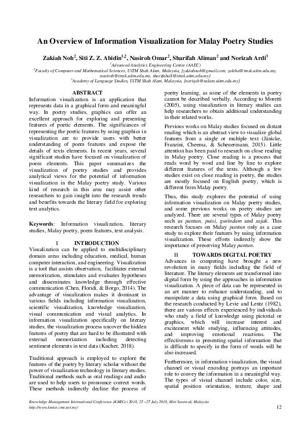 (PDF) An Overview of Information Visualization for Malay Poetry Studies