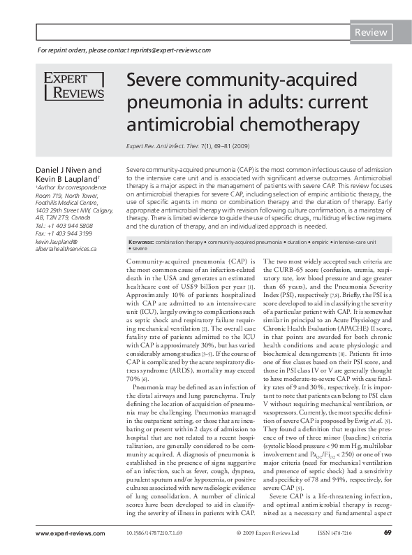 (PDF) Severe community-acquired pneumonia in adults: current ...