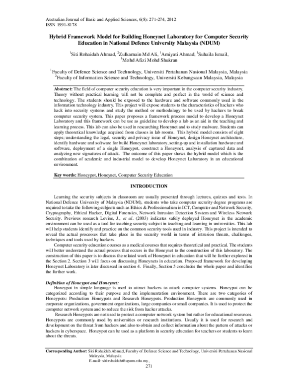 (PDF) Hybrid Framework Model for Building Honeynet Laboratory for ...