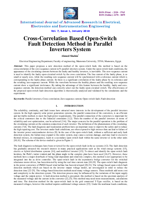 (PDF) Cross-Correlation Based Open-Switch Fault Detection Method in ...