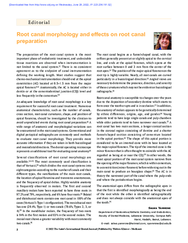 (PDF) Root canal morphology and effects on root canal preparation