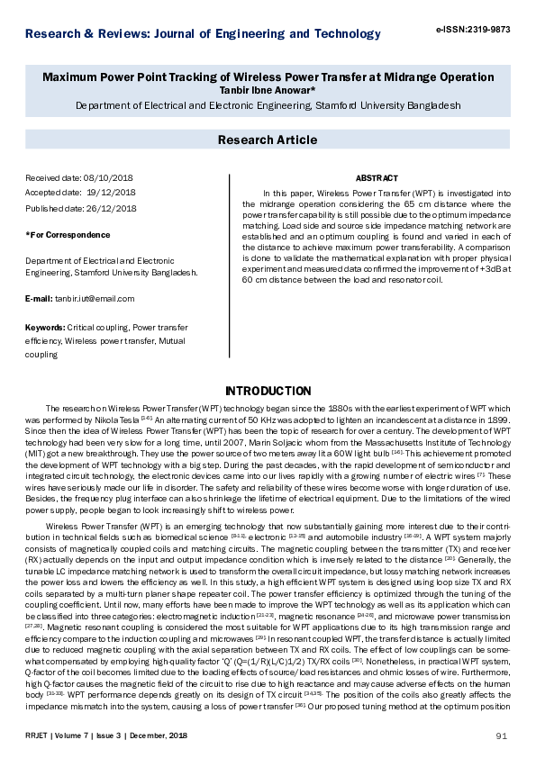 (PDF) Maximum Power Point Tracking of Wireless Power Transfer at ...