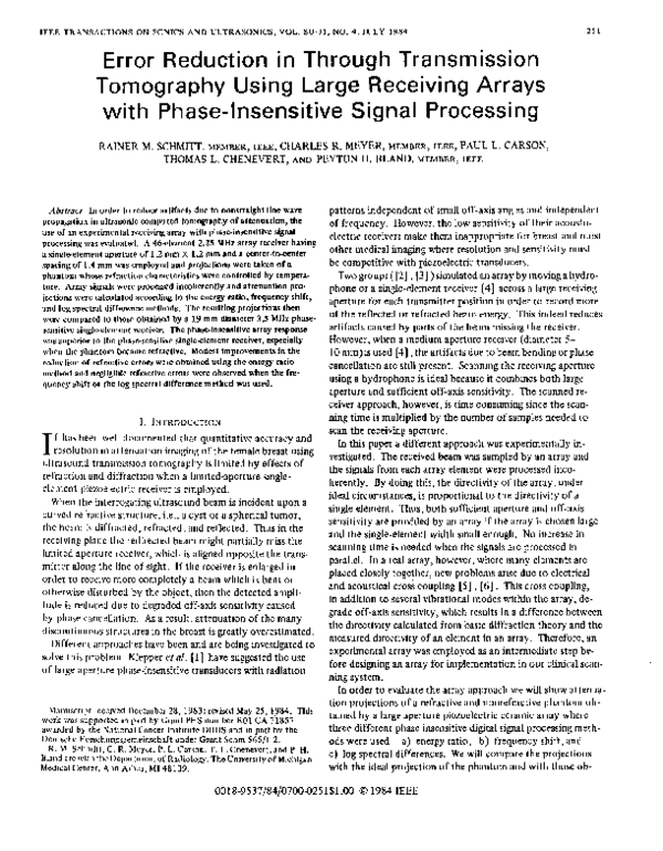 (PDF) Error Reduction in Through Transmission Tomography Using Large ...