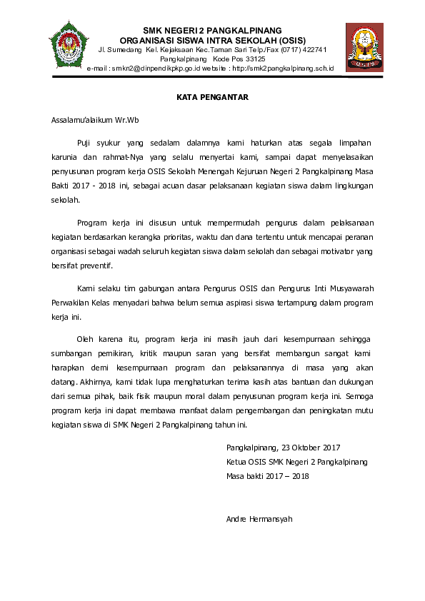 (DOC) PROGRAM KERJA OSIS SMK NEGERI 2 PANGKALPINANG