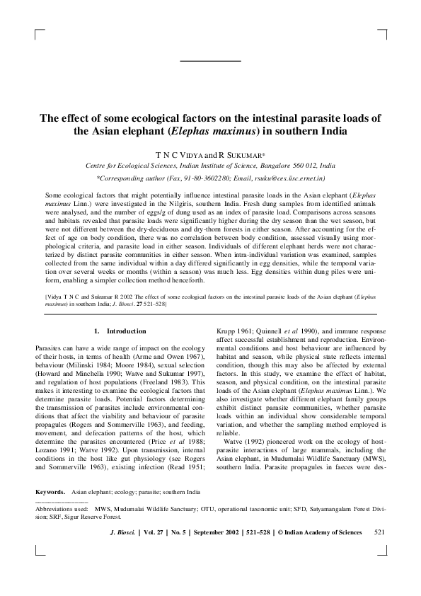 (PDF) The effect of some ecological factors on the intestinal parasite ...