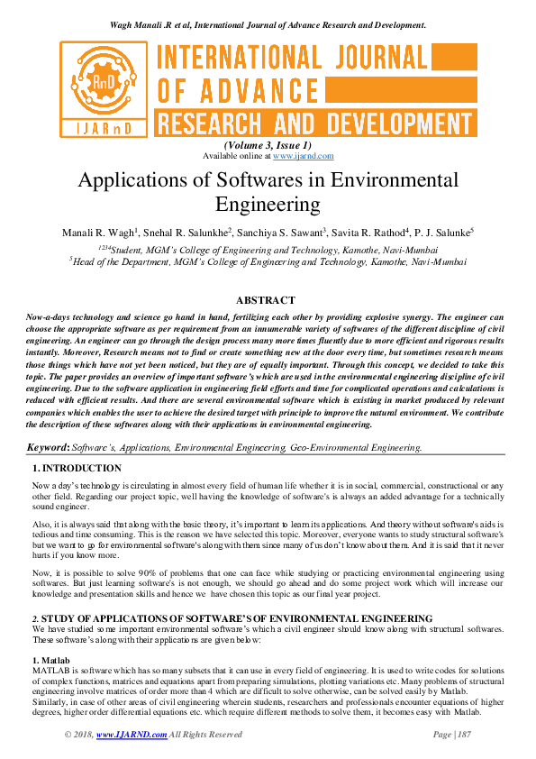 (PDF) Applications of Software’s in Environmental Engineering