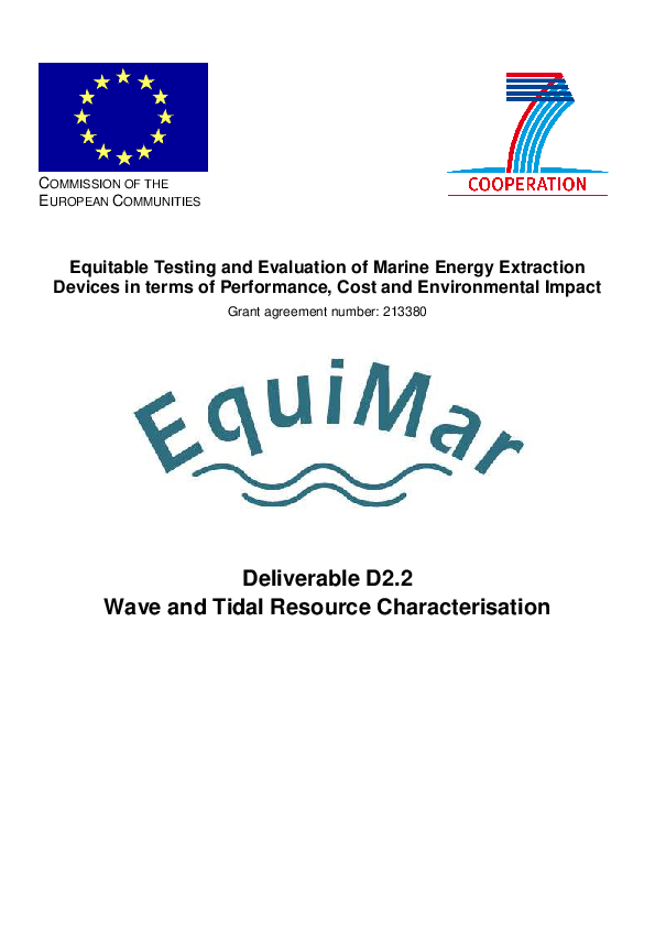(PDF) EquiMar. Deliverable D2. 2. Wave and tidal resource characterisation
