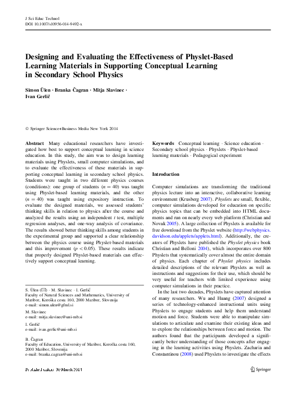 (PDF) Designing and Evaluating the Effectiveness of Physlet-Based Learning Materials in ...