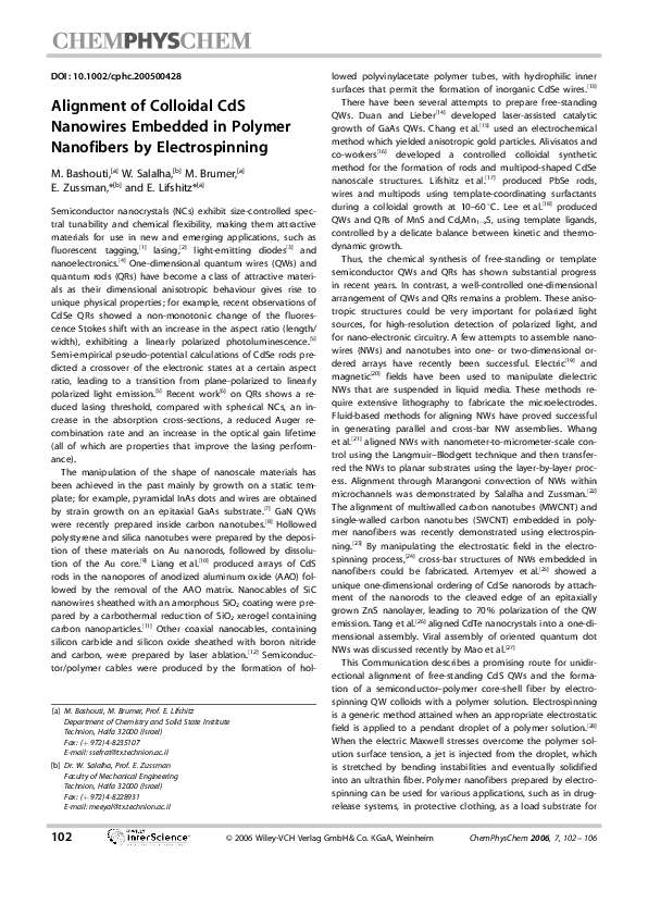 (PDF) Alignment of Colloidal CdS Nanowires Embedded in Polymer ...