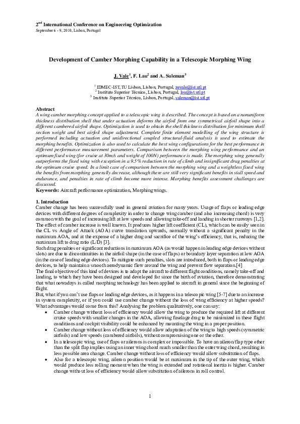 (PDF) Development of Camber Morphing Capability in a Telescopic ...