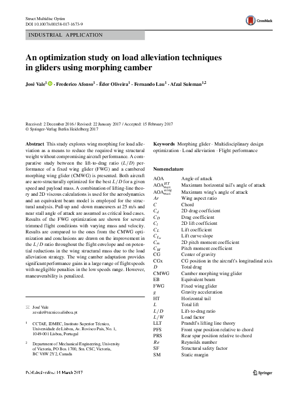 (PDF) An optimization study on load alleviation techniques in gliders ...
