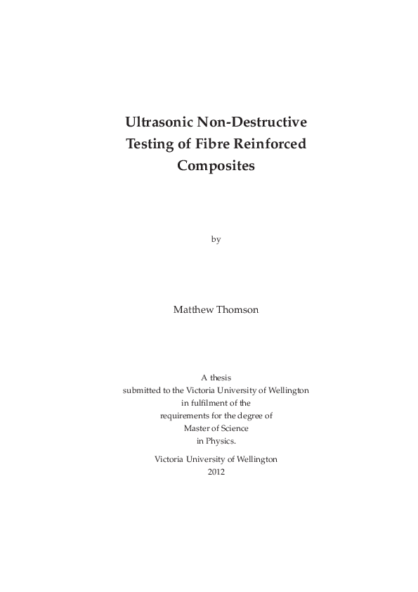 (PDF) Ultrasonic Non-Destructive Testing of Fibre Reinforced Composites