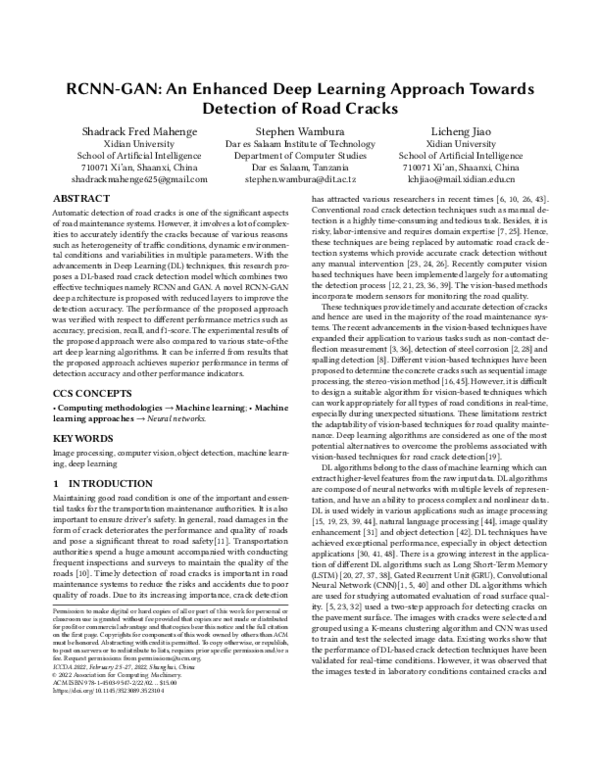 (PDF) RCNN-GAN: Improved Road Crack Detection