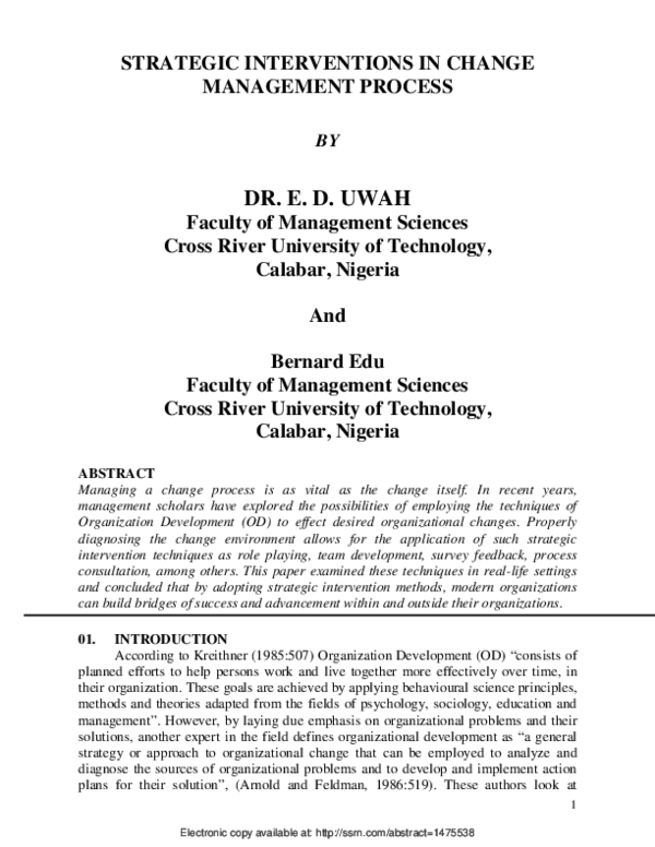 (PDF) Strategic Interventions in Change Management Process