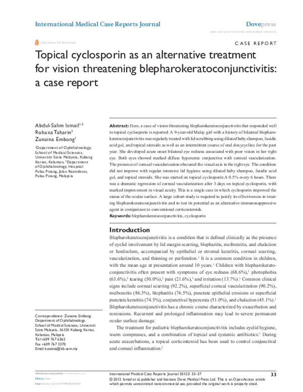 (PDF) Topical cyclosporin as an alternative treatment for vision threatening ...