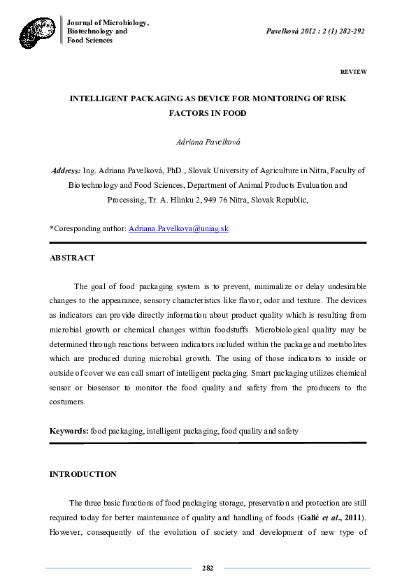 PDF Intelligent Packaging As Device For Monitoring Of Risk Factors In Food Adriana Pavelk pdf-intelligent-packaging-as-device-for-monitoring-of-risk-factors-in-food-adriana-pavelk
