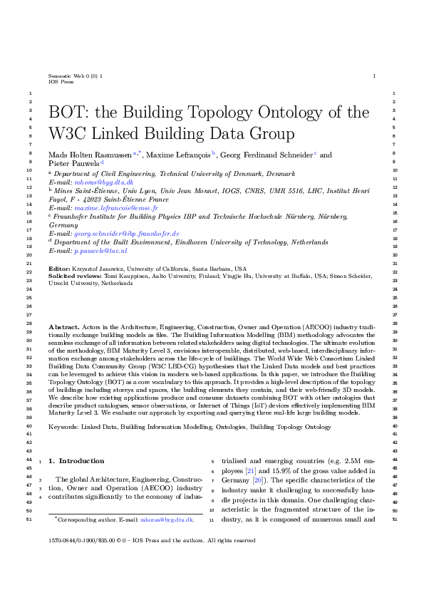 (PDF) BOT: The building topology ontology of the W3C linked building data group