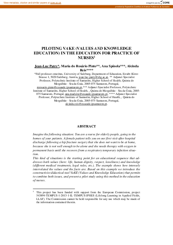 (PDF) Piloting VaKE (Values and Knowledge Education) in the education ...