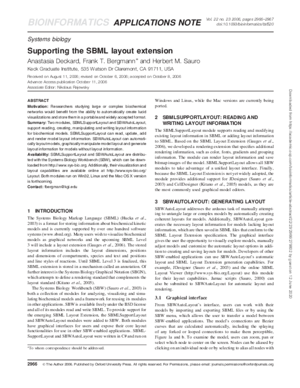 (PDF) Supporting the SBML layout extension