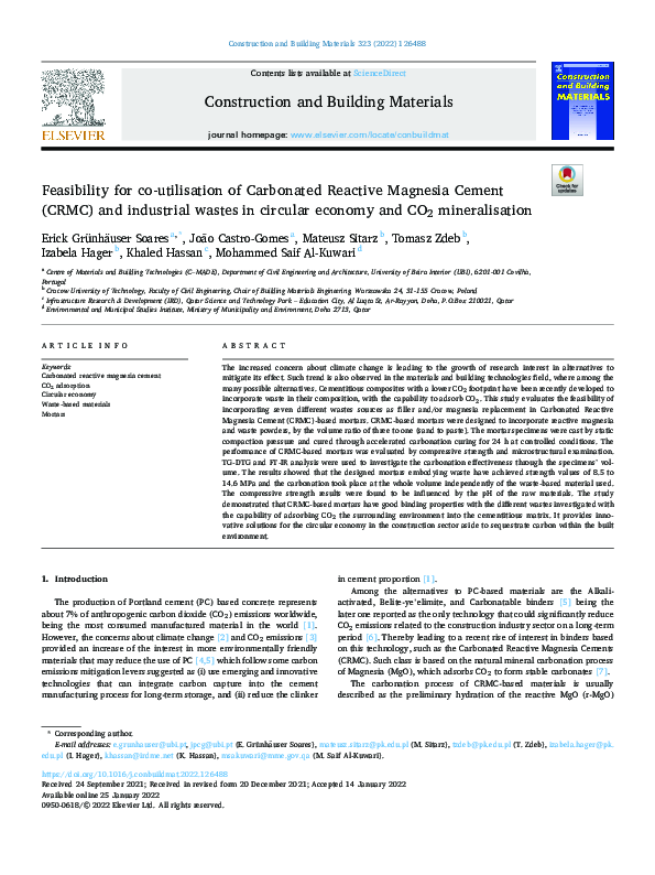 (PDF) Feasibility for co-utilisation of Carbonated Reactive Magnesia ...