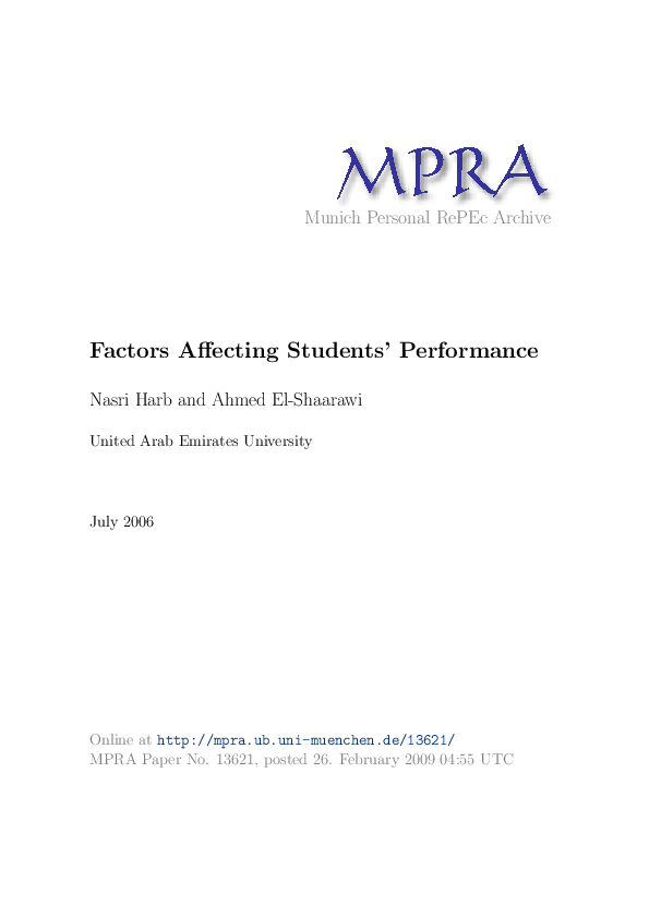 (PDF) Factors Affecting Students ' Performance | Dr. Nasri Harb ...