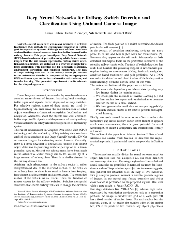 (PDF) Deep Neural Networks for Railway Switch Detection and ...