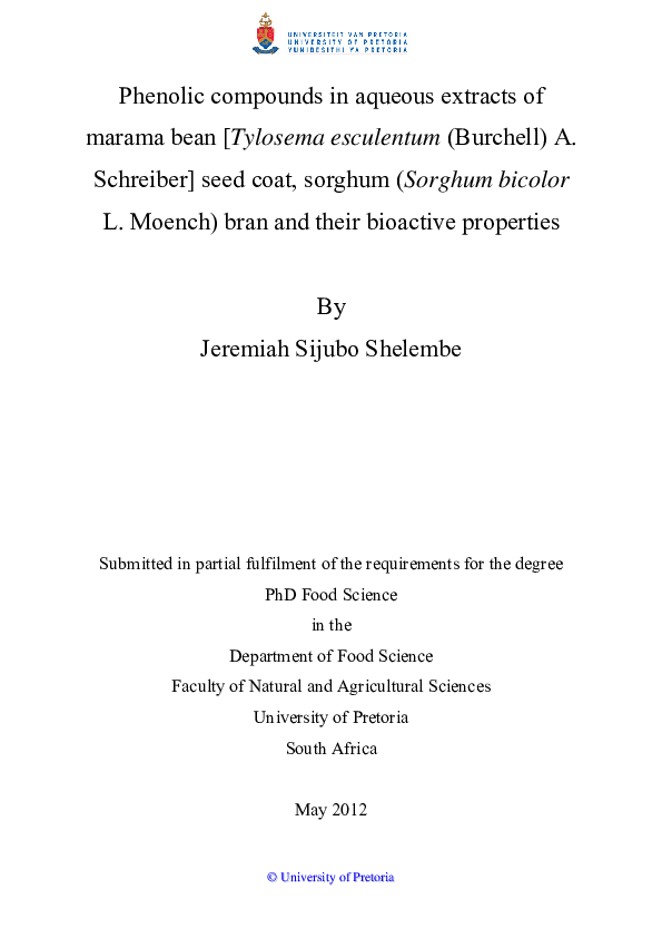 (PDF) Phenolic compounds in aqueous extracts of marama bean [Tylosema ...