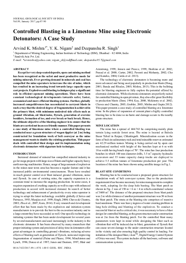 (PDF) Controlled blasting in a limestone mine using electronic ...