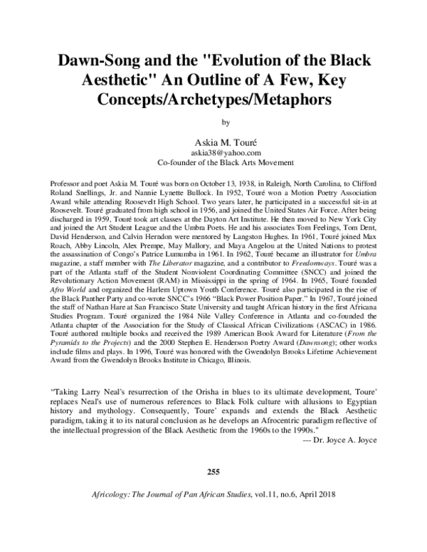 (PDF) Dawn-Song and the "Evolution of the Black Aesthetic" an Outline ...