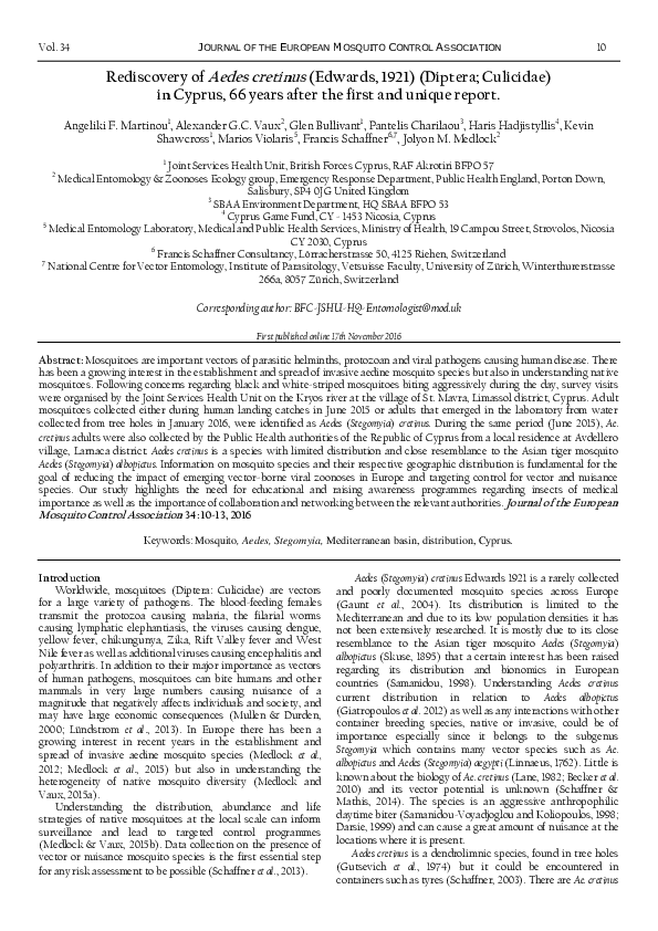 (PDF) Rediscovery of Aedes cretinus (Edwards, 1921) (Diptera; Culicidae ...