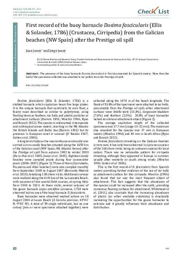 (PDF) First record of the buoy barnacle Dosima fascicularis (Ellis ...