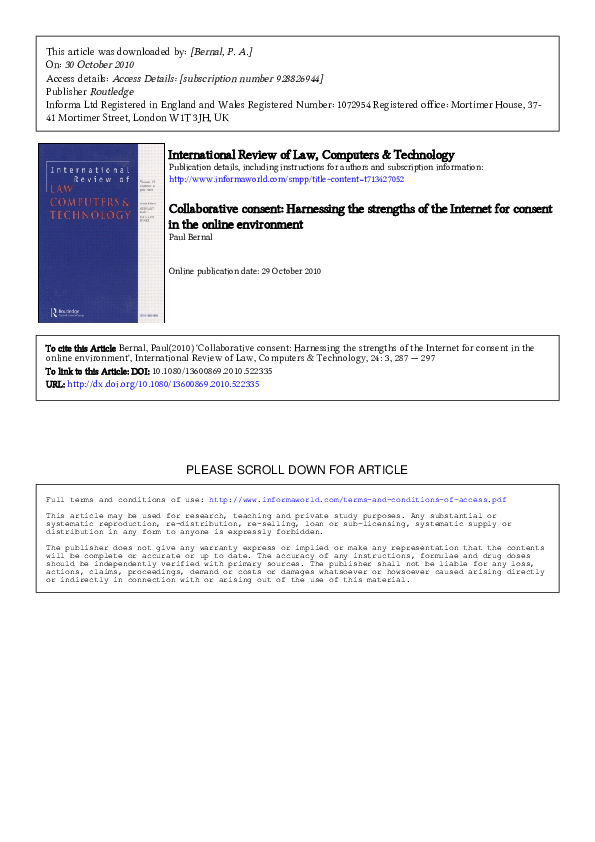 (PDF) Collaborative consent: Harnessing the strengths of the Internet ...