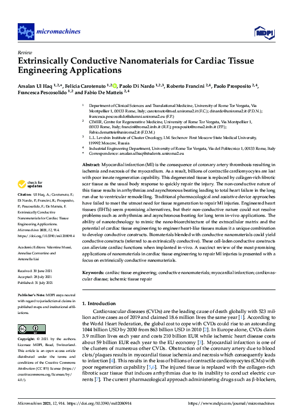 (PDF) Extrinsically Conductive Nanomaterials for Cardiac Tissue Engineering Applications | Fabio ...