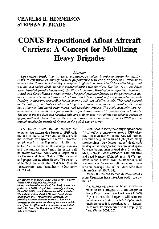 (PDF) CONUS Prepositioned Afloat Aircraft Carriers: A Concept for ...