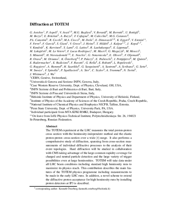 Pdf Diffraction At Totem