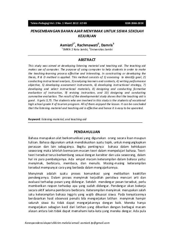 (PDF) Pengembangan Bahan Ajar Menyimak Untuk Siswa Sekolah Kejuruan