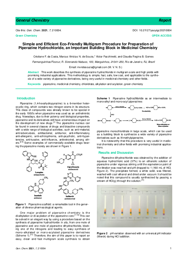(PDF) Simple and Efficient Eco-Friendly Multigram Procedure for ...