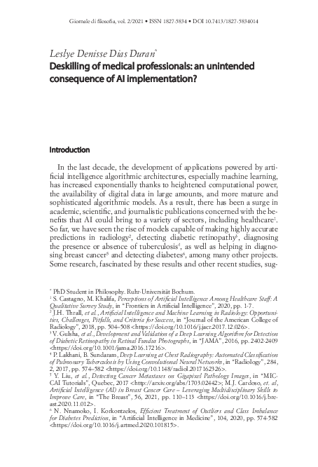 (PDF) Deskilling of medical professionals: an unintended consequence of ...