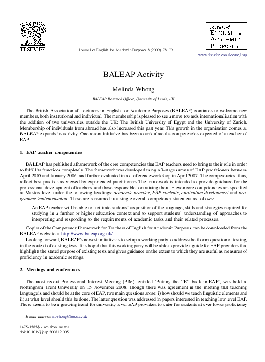 (PDF) BALEAP Activity