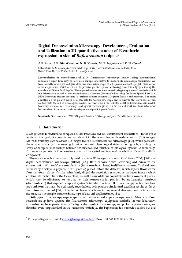(PDF) Digital deconvolution microscopy: Development, evaluation and ...