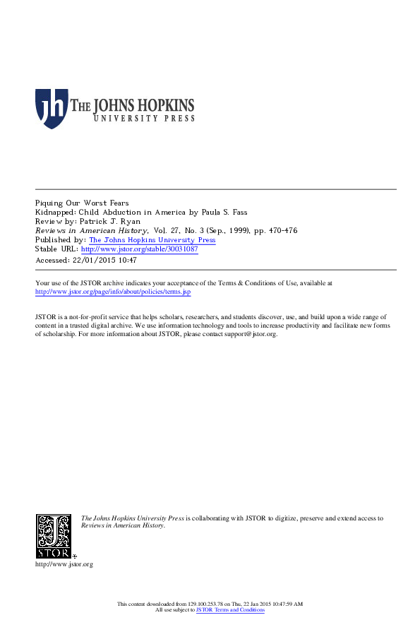 (PDF) Piquing Our Worst Fears