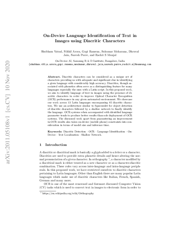 Pdf On Device Language Identification Of Text In Images Using