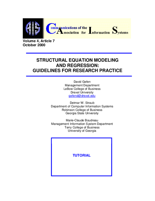Pdf Structural Equation Modeling And Regression Guidelines For Research Practice