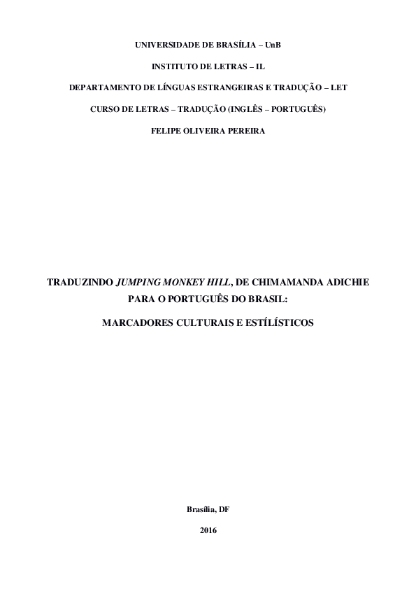 (PDF) Traduzindo Jumping Monkey Hill, de Chimamanda Adichie para o ...