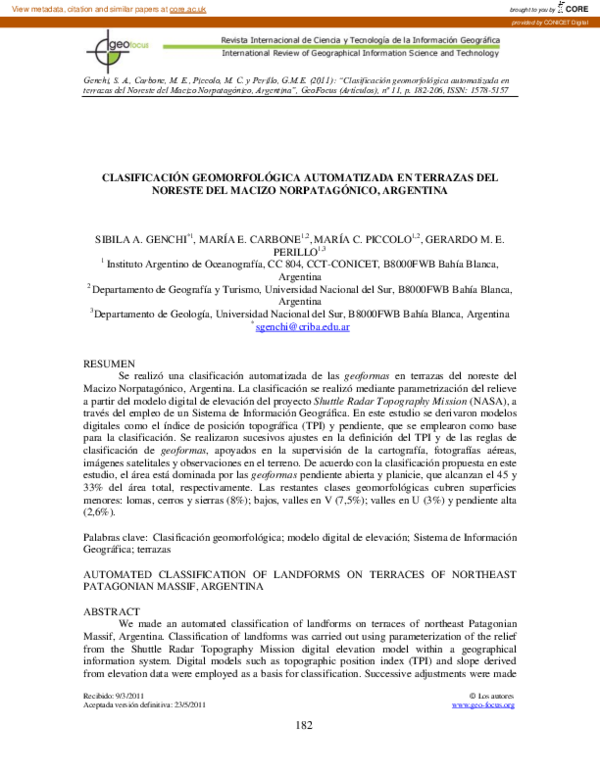 (PDF) Automated classification of landforms on terraces of northeast Patagonian Massif, Argentina