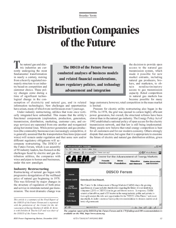 (PDF) Distribution companies of the future