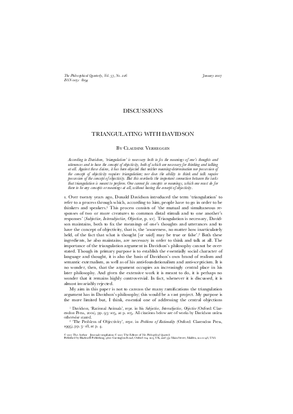 (PDF) Triangulating with Davidson