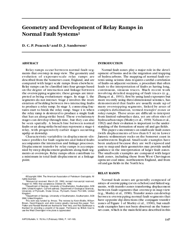 (PDF) Geometry and Development of Relay Ramps in Normal Fault Systems