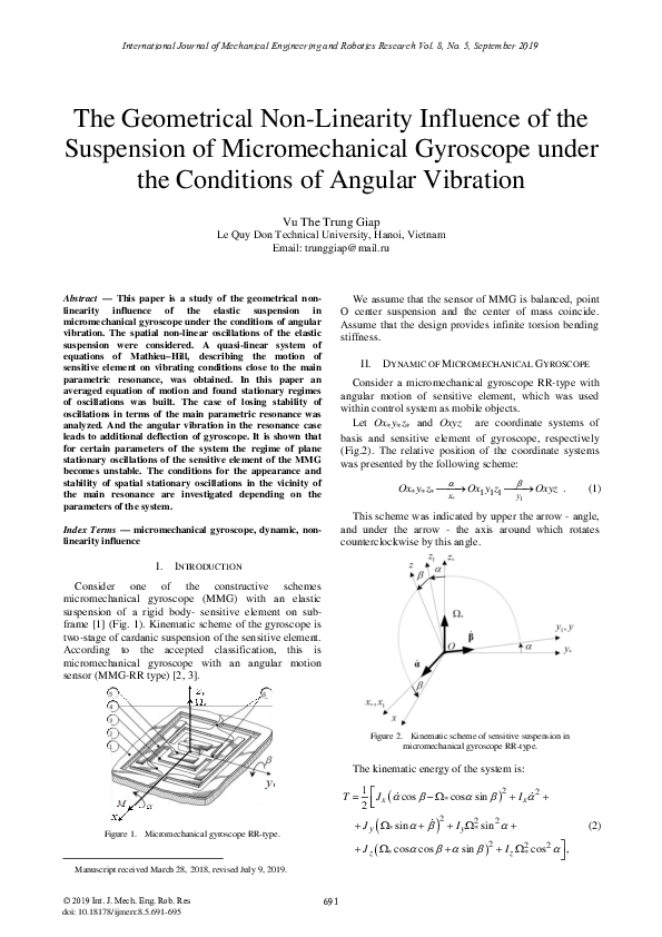 (PDF) The Geometrical Non-Linearity Influence of the Suspension of Micromechanical Gyroscope ...