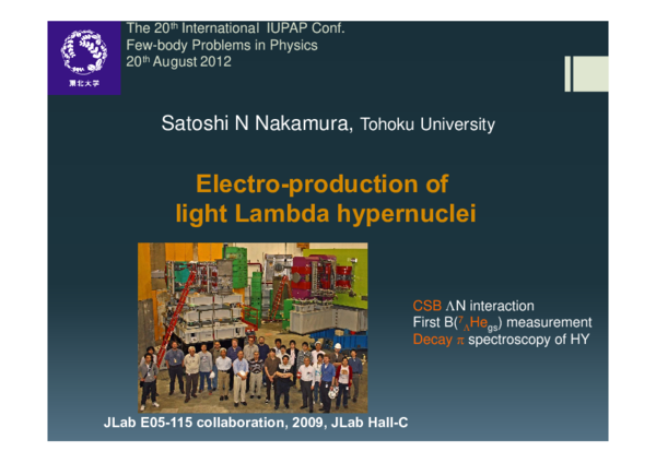 (PDF) Electro-Production of Light Lambda Hypernuclei